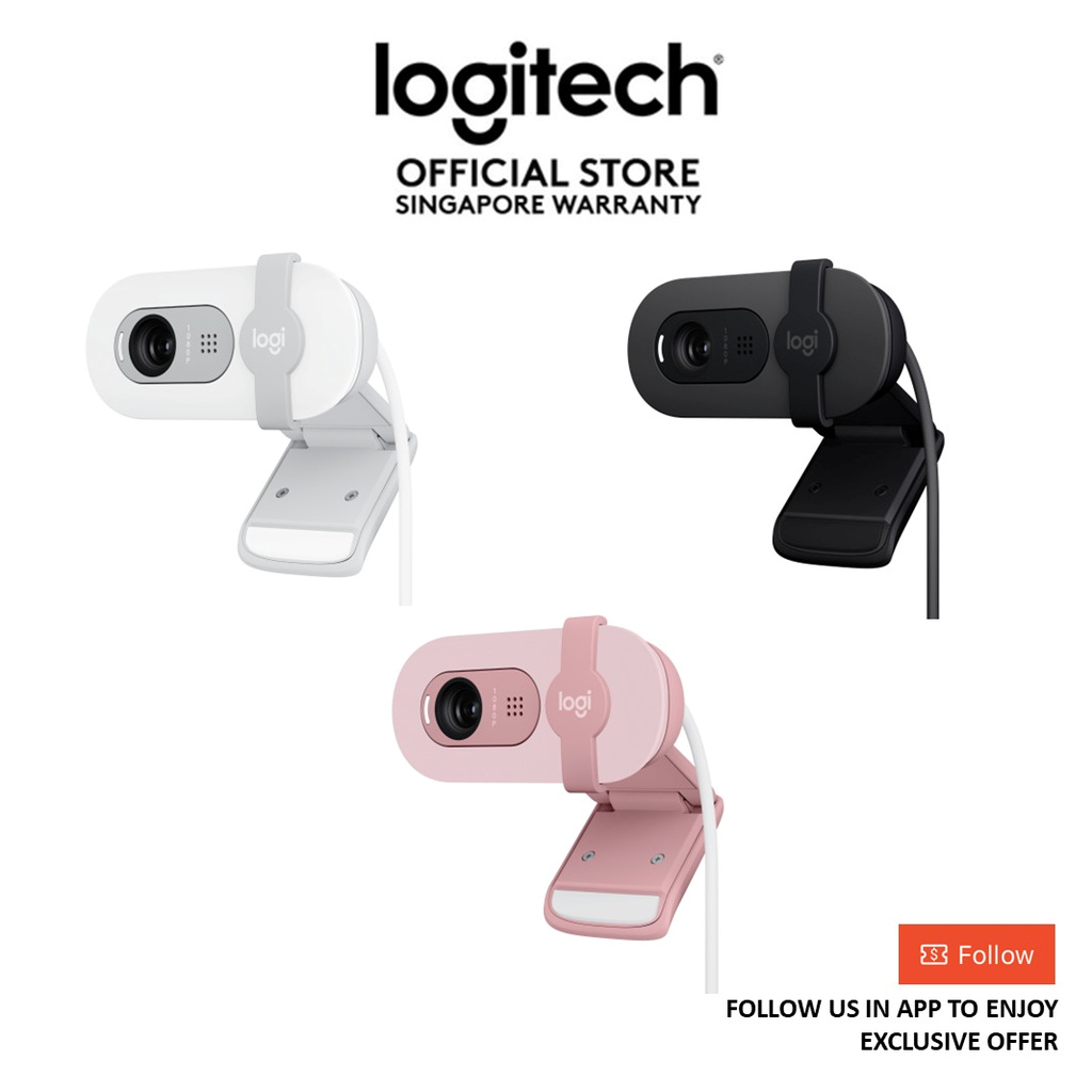 Logitech Brio 100 Full HD Webcam, Auto Light Balance, Built-in Mic ...