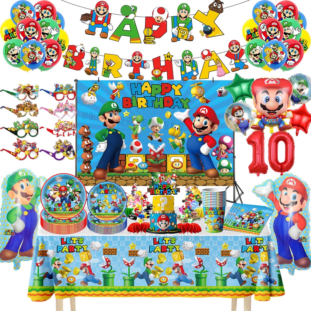 Super Mario Bros Collection Children's Birthday Party Decoration ...