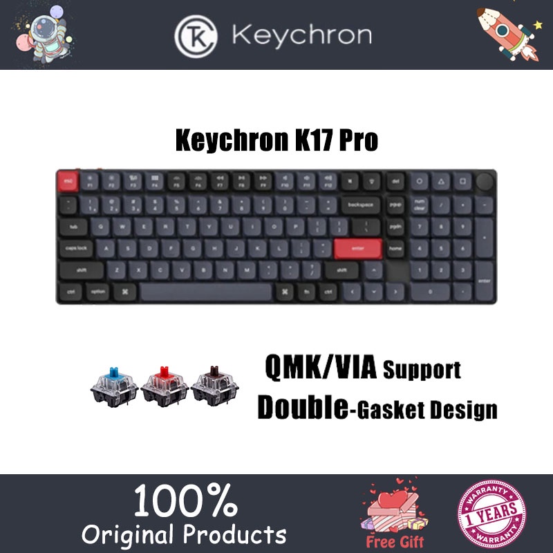 Keychron K17 Pro QMK/VIA Wireless Bluetooth Ultra Thin Low Switch 96% ...