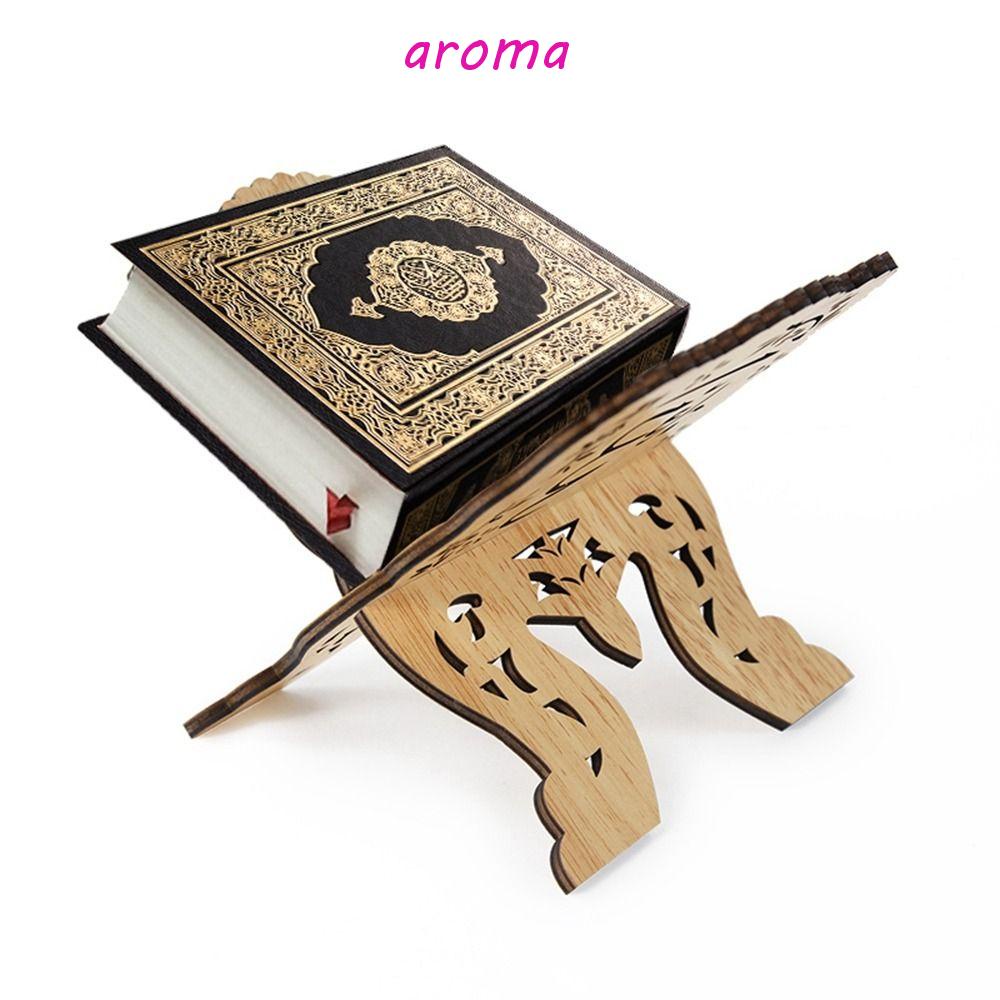 AROMA Book Shelf Carved Wooden Eid Al-Fitr Quran Bible Ramadan Display ...