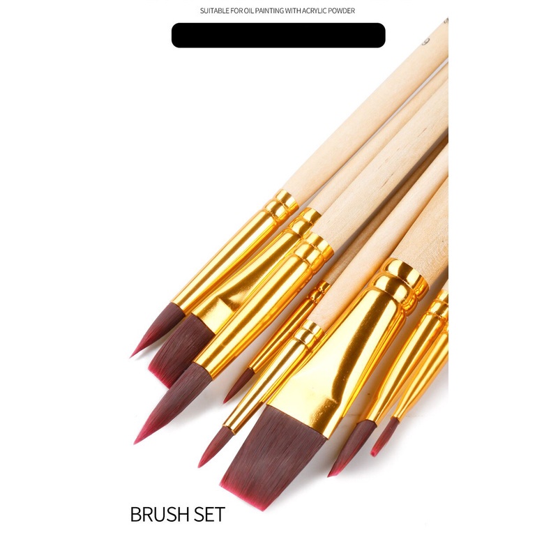 Round Head Flat Head Painting Brush Set for Watercolour Acrylic Paint ...
