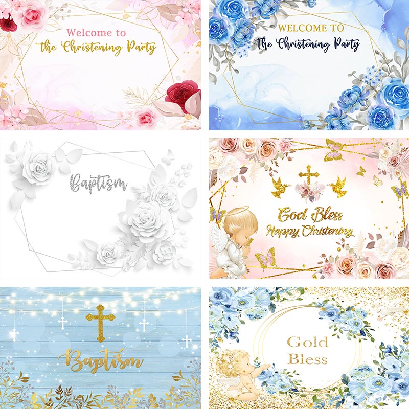 Happy Christening Baptism Backdrop For Photography Baby Shower Kids ...