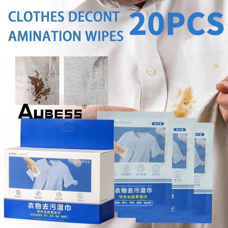 20pcs Emergency Stain Remover Wipes No Water Quick Decontamination ...