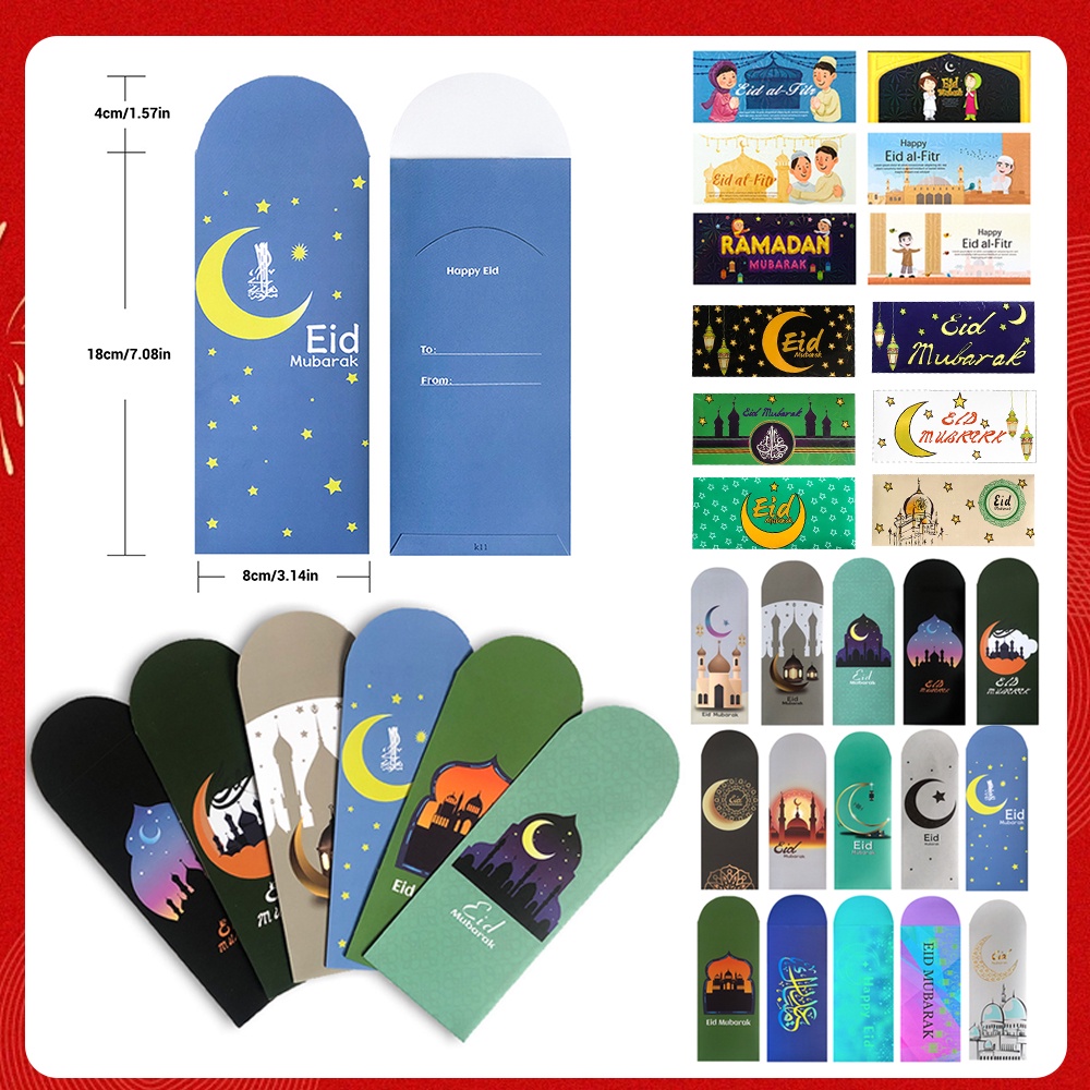 6 pcs/set 2024 Sampul Duit Raya Festival Hari Raya Upscale Packet Green ...