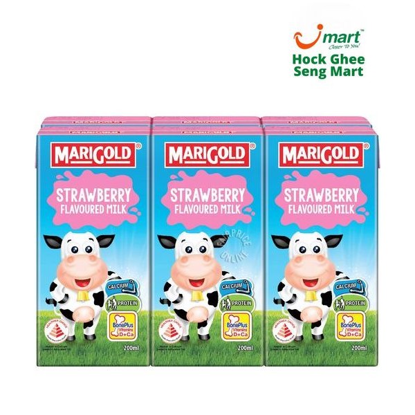 Marigold Uht Packet Milk Strawberry 6 x 200ml | Shopee Singapore