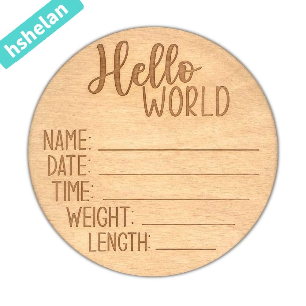 HSHELANXB Baby Announcement Sign, Hello World Wooden Newborn Welcome ...