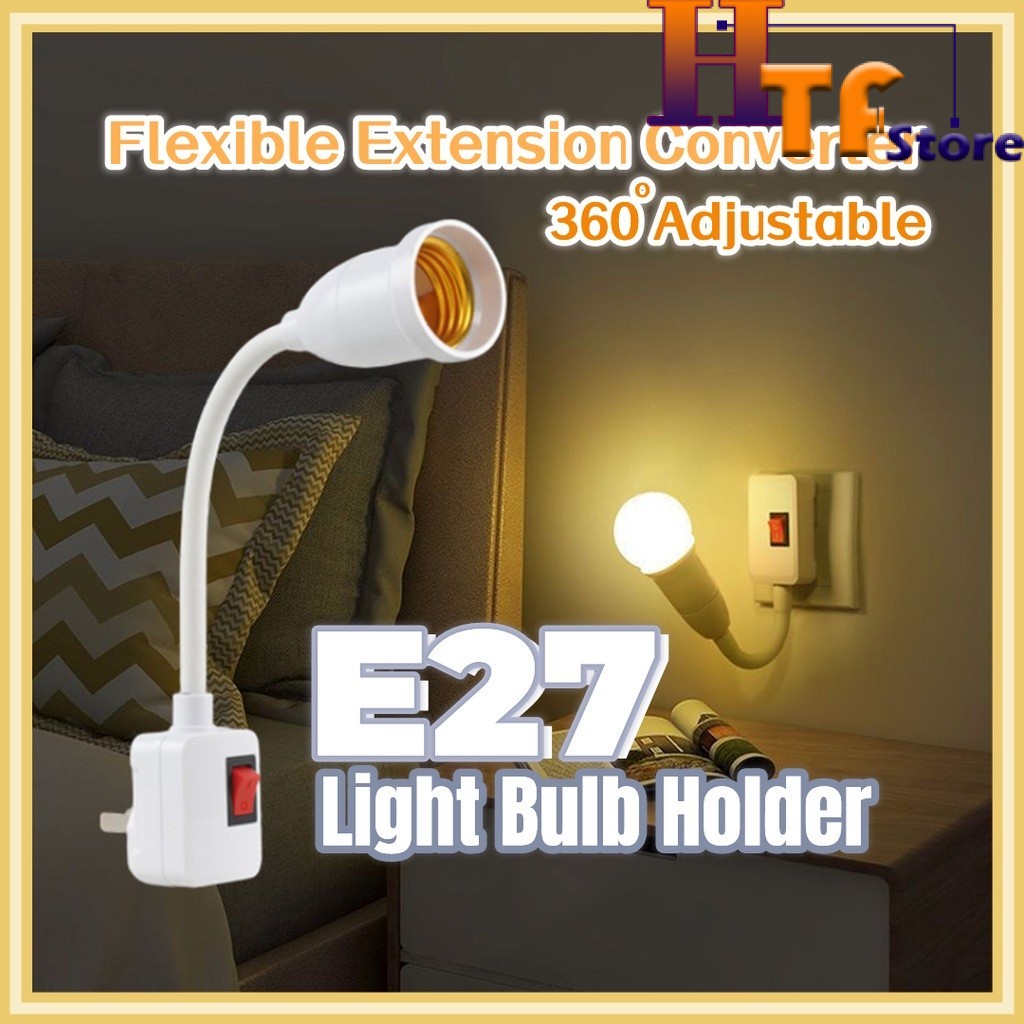 E27 Light Bulb Holder Bendable Flexible Rod Extension Lamp Screw Socket ...