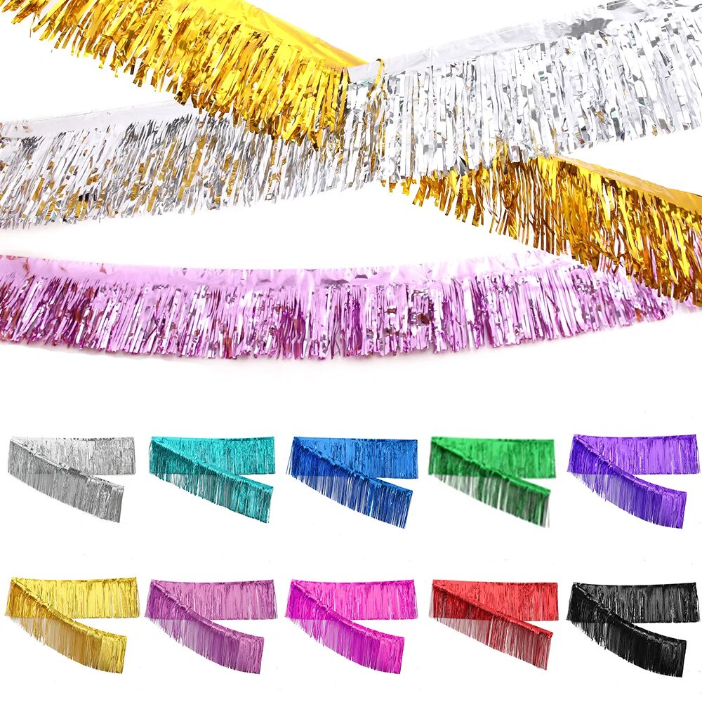 3M Rassel Foil Curtain Banner Gold Glitter Fringe Rain Curtains ...