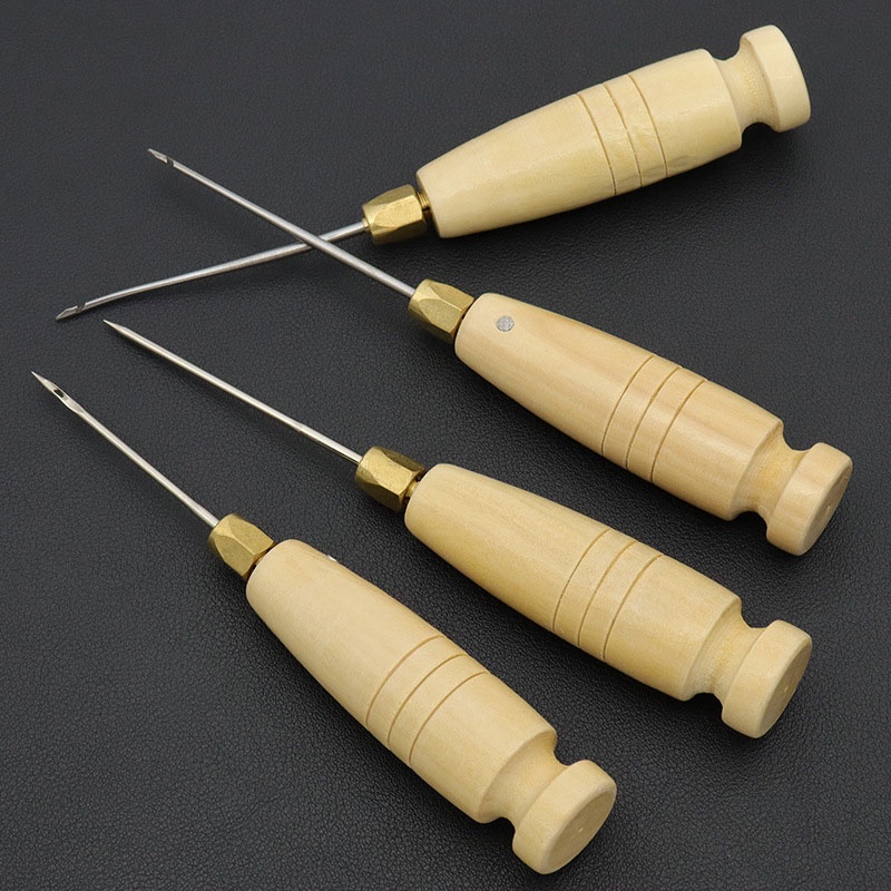 Wholesale 1Set DIY Leather Sewing Leather Sewing Awl Needle With Wood Handle Set Leather Canvas ...