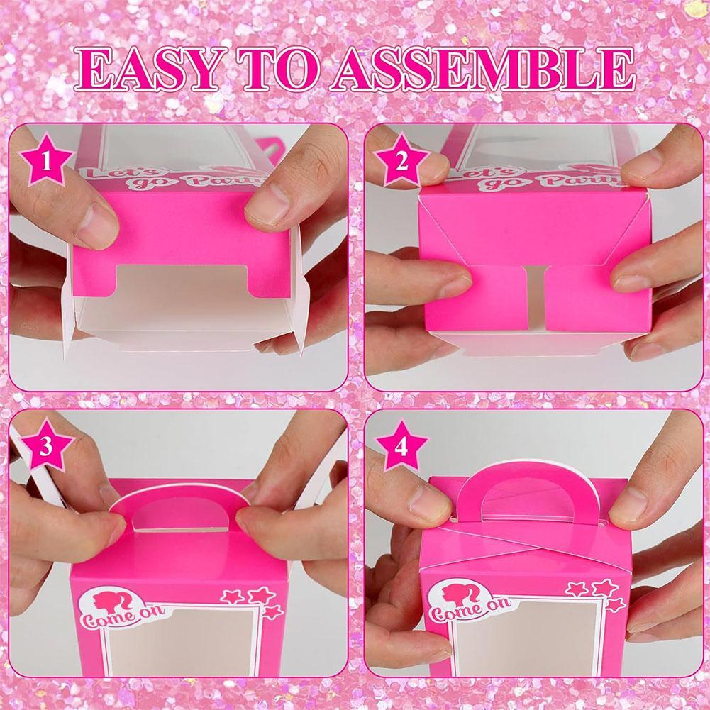 12pcs Pink Barbi Gift Box Cowgirl Theme Birthday Candy Box Girl Party ...
