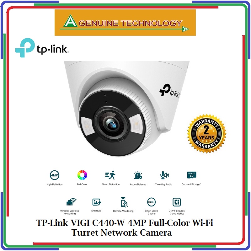 TP-Link VIGI C440-W 4MP Full-Color Wi-Fi Turret Network Camera - 2 ...