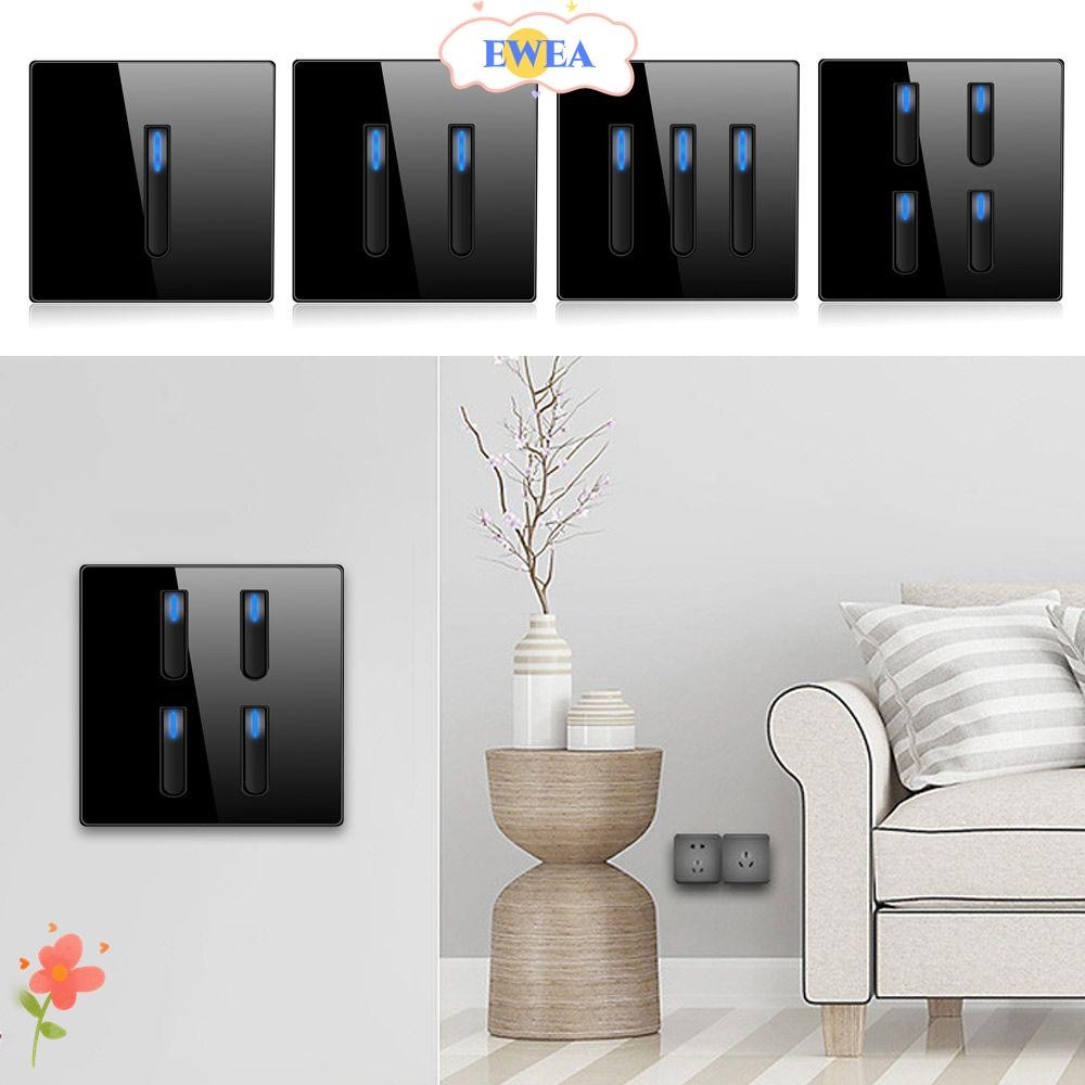 EWEA Push Button Switch Fashion Tempered Glass Panel Black Wall Light ...