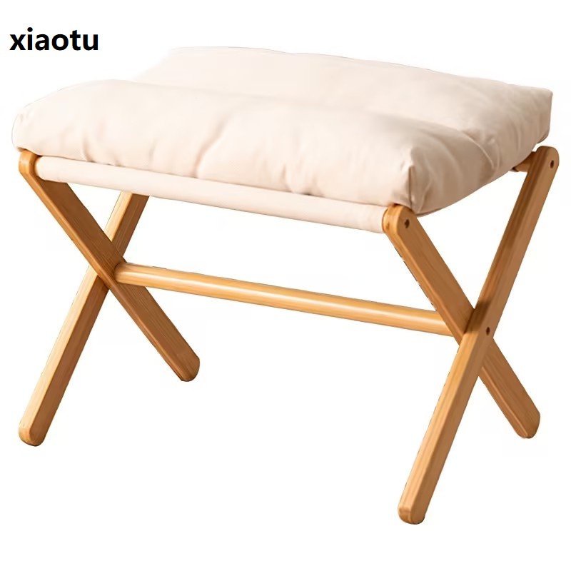 【In stock】Wooden Foot Stool, Rectangular Sofa Footrest Soft Seat Pouf ...