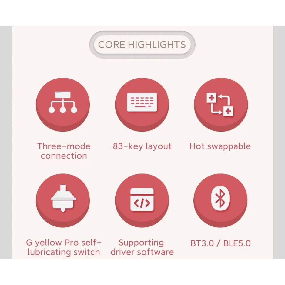 MIIIW ART Mechanical Keyboard 83-key Z830 G Yellow PRO Axis 3-mode Connection Full-key Hot ...