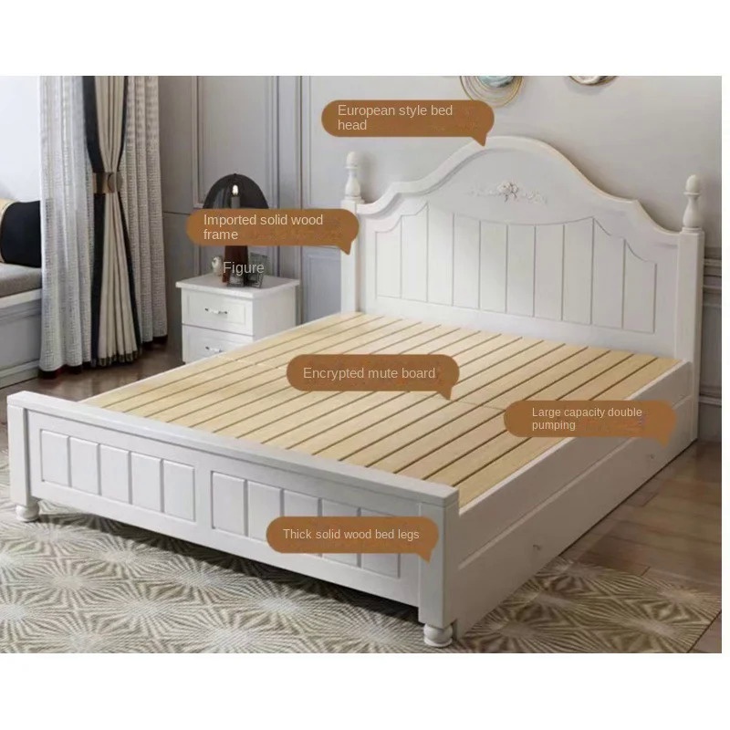 【SG⭐SALES】Solid Wood Bed Frame Storage Drawers Bed Frame Queen King Bed ...