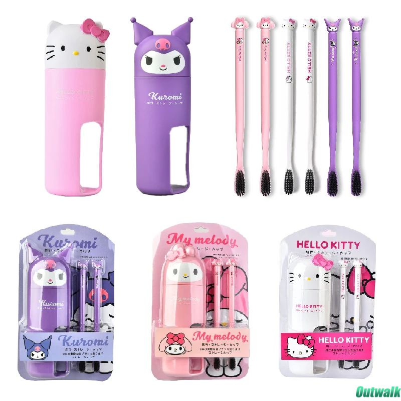 Outwalk Kawaii Sanrio Hello Kitty My Melody Kuromi Anime Toothbrush Set ...