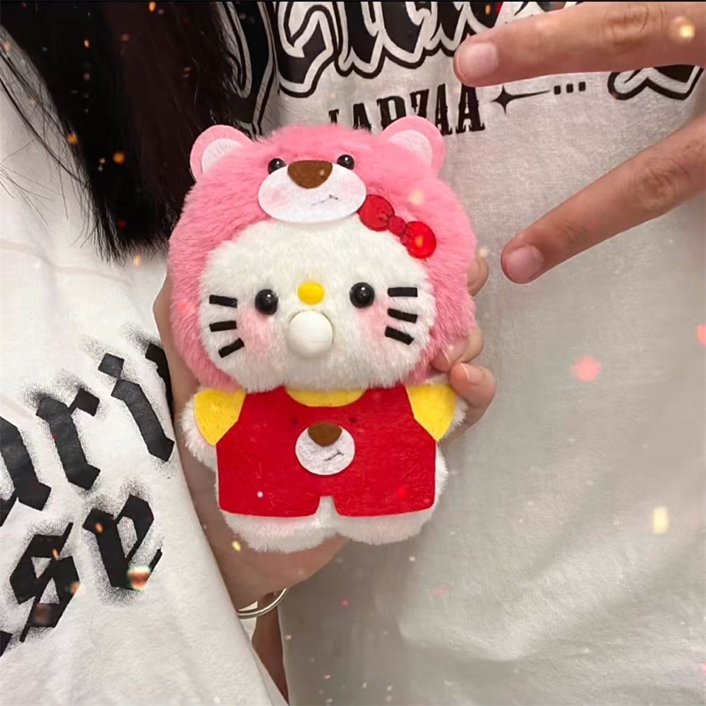XIJING DIY Handmade Squeaking Plush KT Cat Bubble Spitting Doll ...