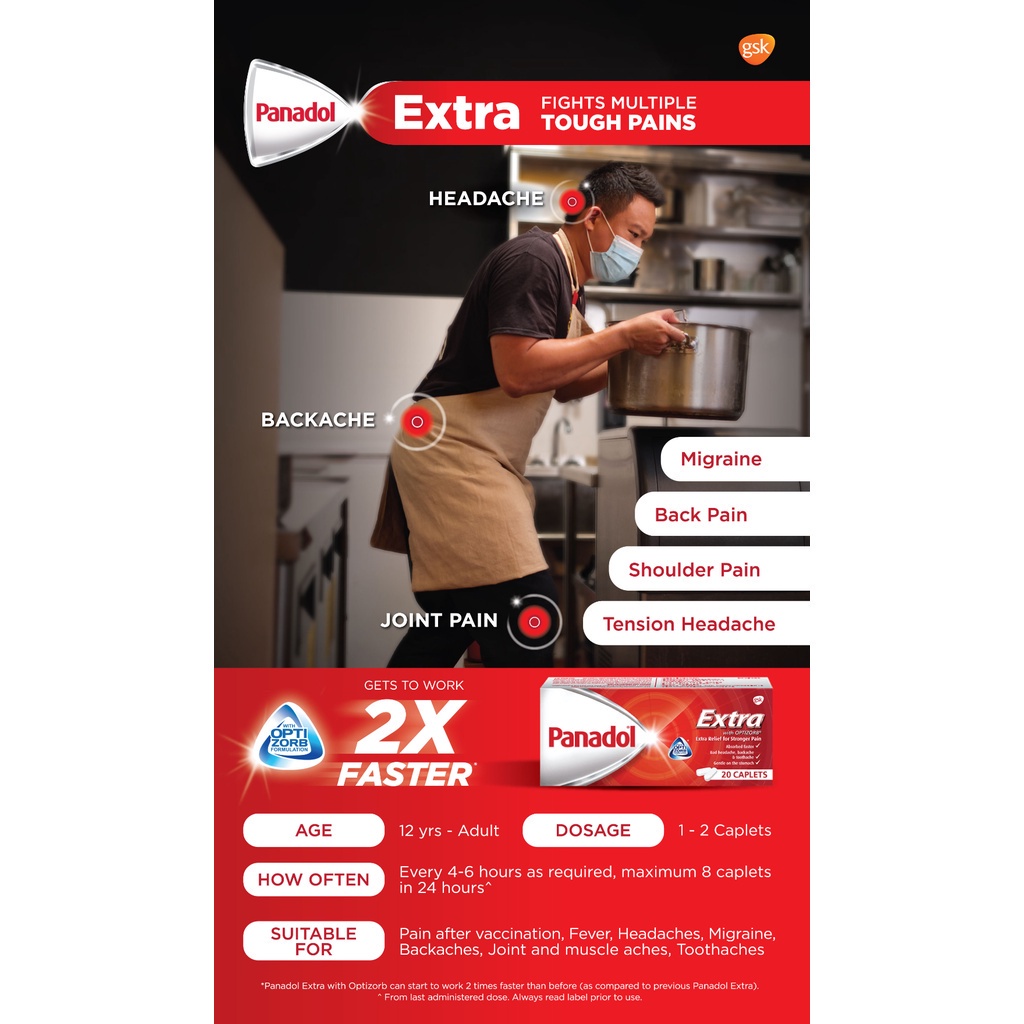 PANADOL Extra with Optizorb, Paracetamol for Strong & Tough Pain Relief ...