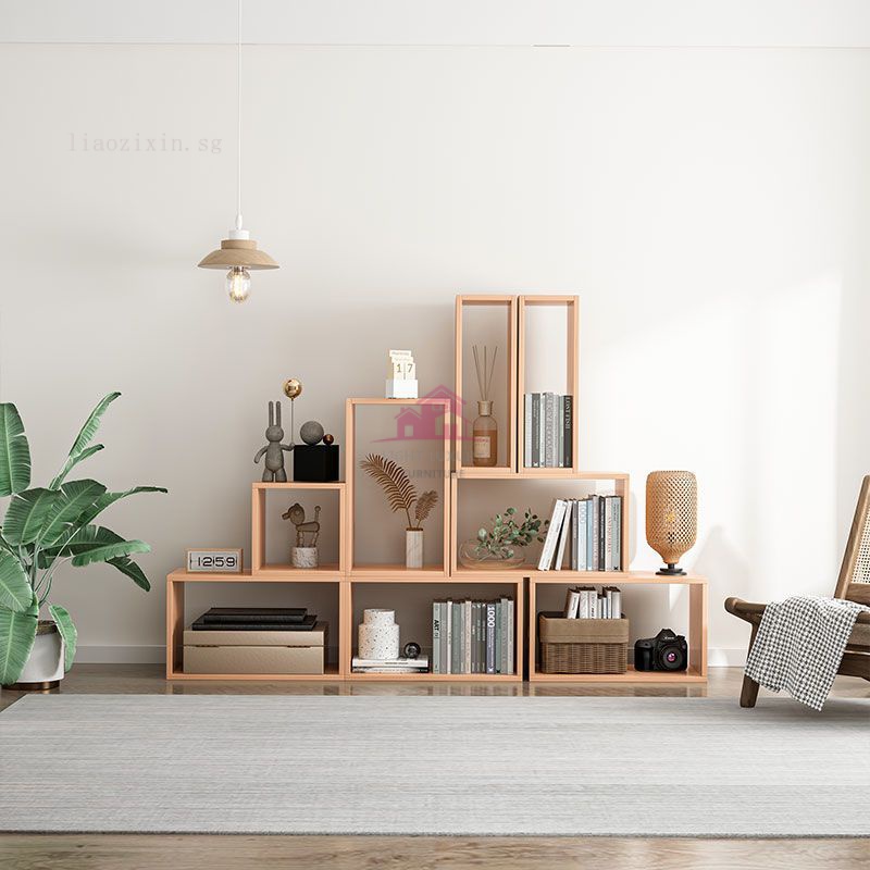 Bookshelf Floor Small Bookcase Home Free Combination Living Room Grid ...