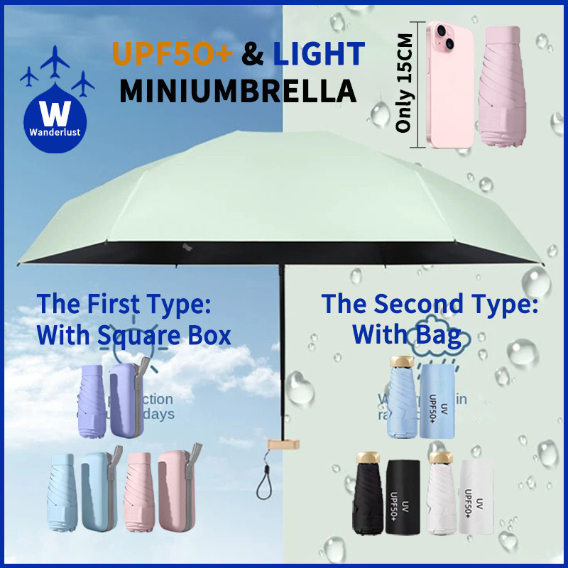 Mini Umbrella lightweight Folding Umbrellas Small Umbrella Cover Box Flat Umbrella UV Protection ...