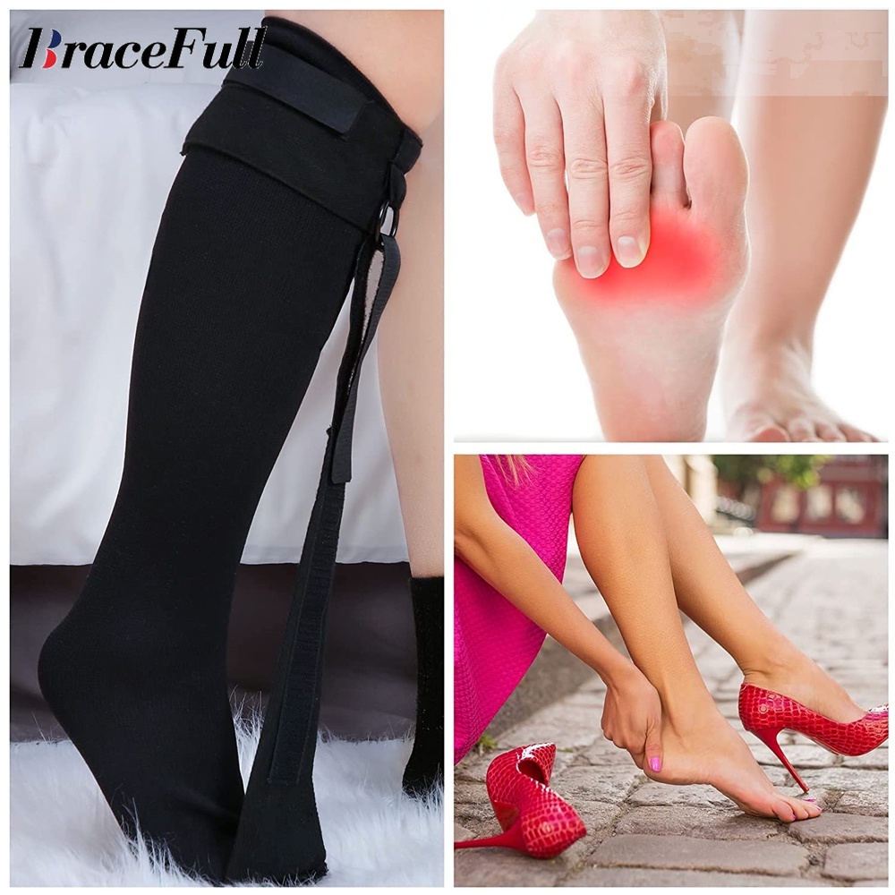 BraceFull 1 Set Foot Drop Plantar Fasciitis Night Sock Stockings Soft ...