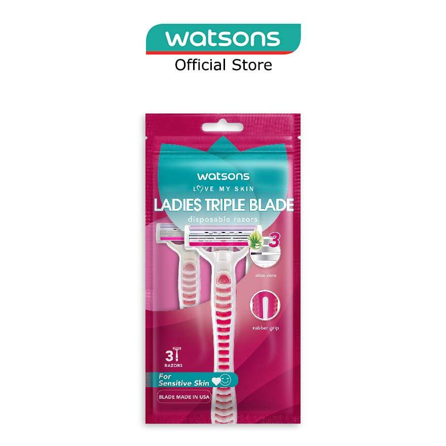 WATSONS Ladies Triple Blade Disposable Razors (For Sensitive Skin) 3s ...