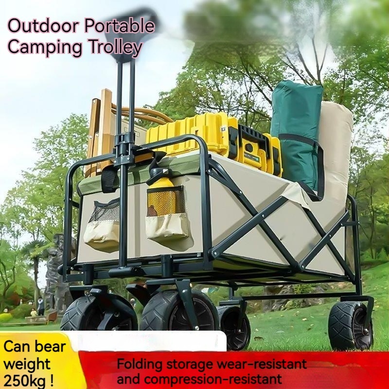 Trolley Camping Cart Foldable Outdoor Hand Pushing Shopping Cart ...