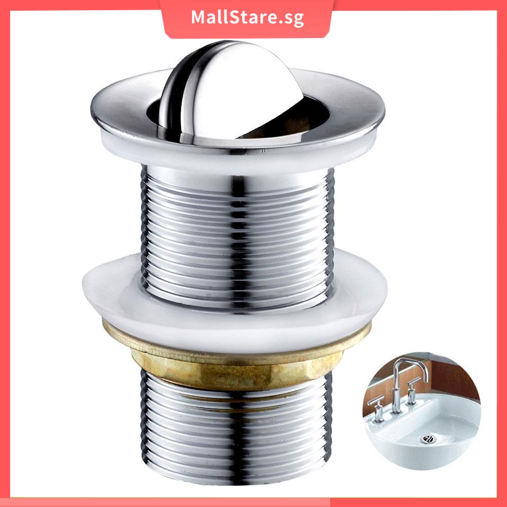 Flip Top Unslotted Basin Sink Waste Push Button Swivel Solid Brass with ...