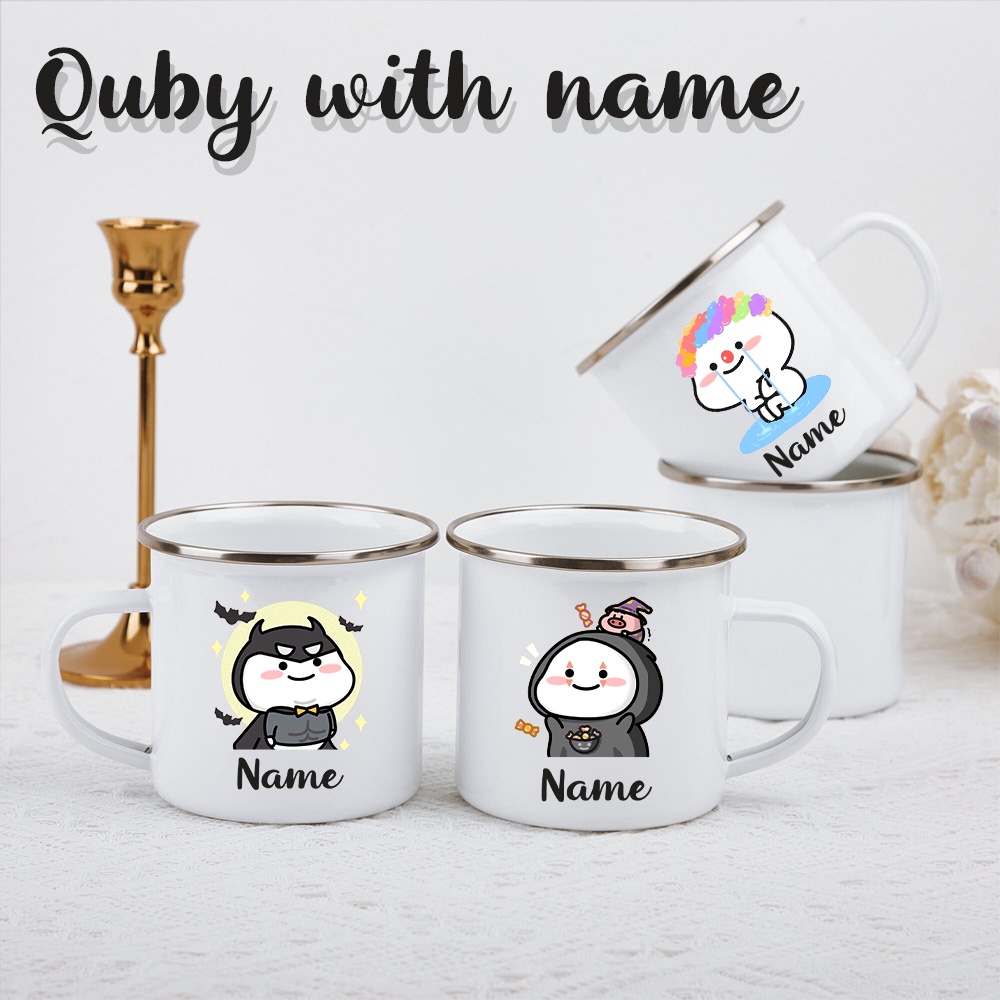 Cartoon Quby with Name Custom Kids Enamel Mug Children's Water Cup ...