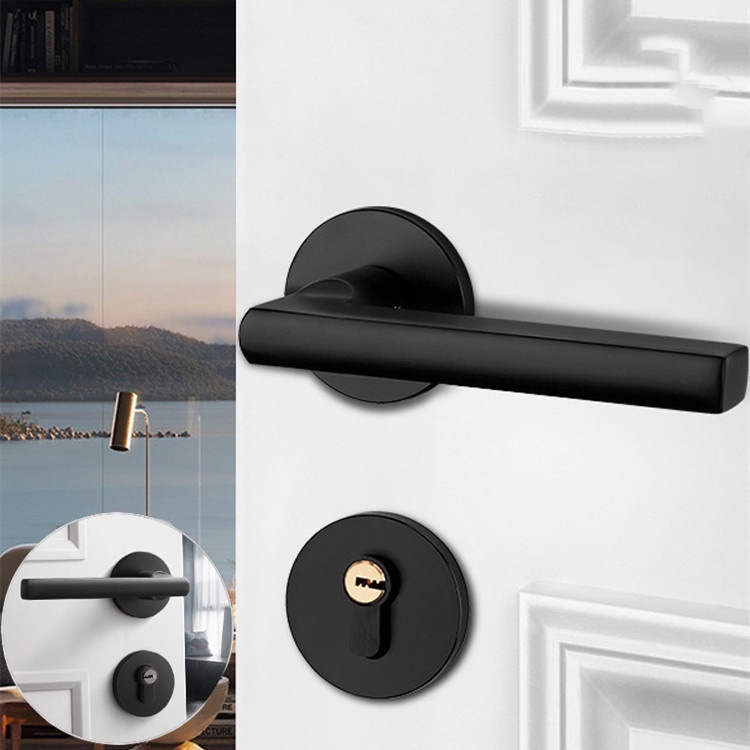 Full Handle Door lock Set Black Premium Door lock Aluminum Door Handle ...