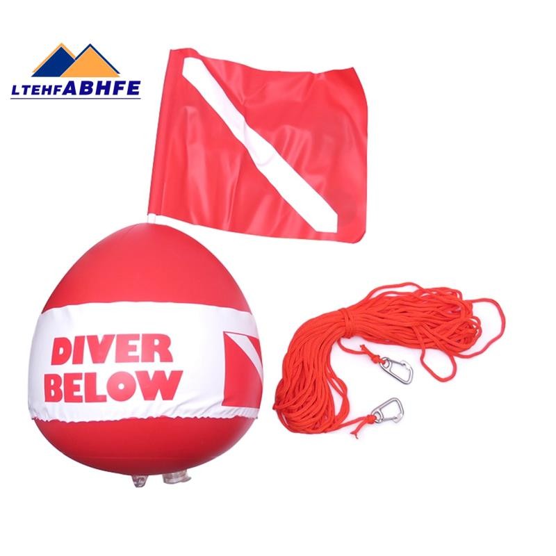 Diving Float Ball Inflation Buoy Float Ball & Flag with Rope PVC Diver ...