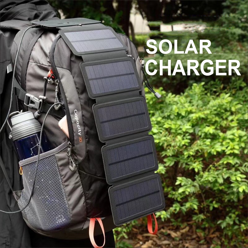 Portable Solar Charger 5 Folding USB Solar Panel Battery Charger for ...