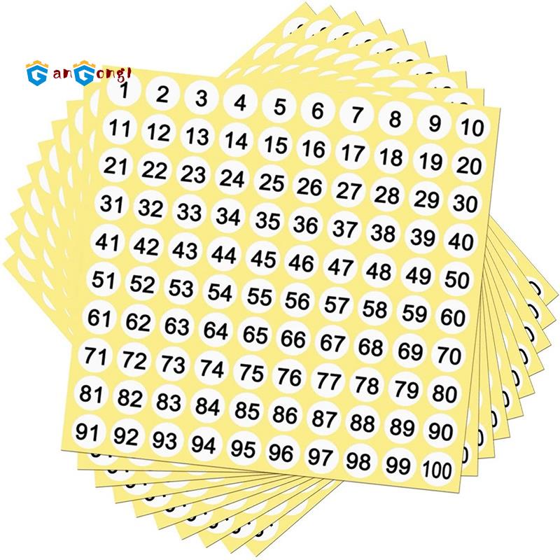 100 Sheets Number Labels Stickers 1-100 Numbers Round Stickers 0.4 Inch ...