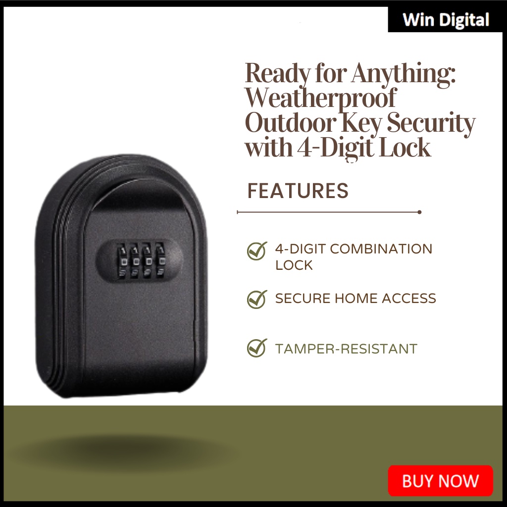 4 Digit Password Key Safe Box Combination Key Lock Box Storage Wall ...