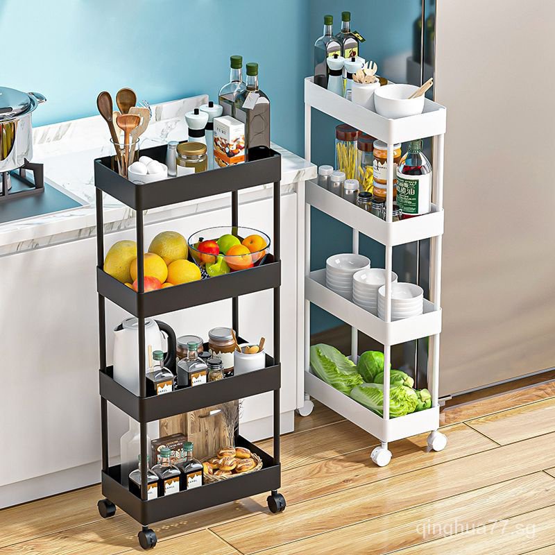 Thickened Trolley Kitchen Bathroom Gap Storage Rack Floor Multi-Tier ...