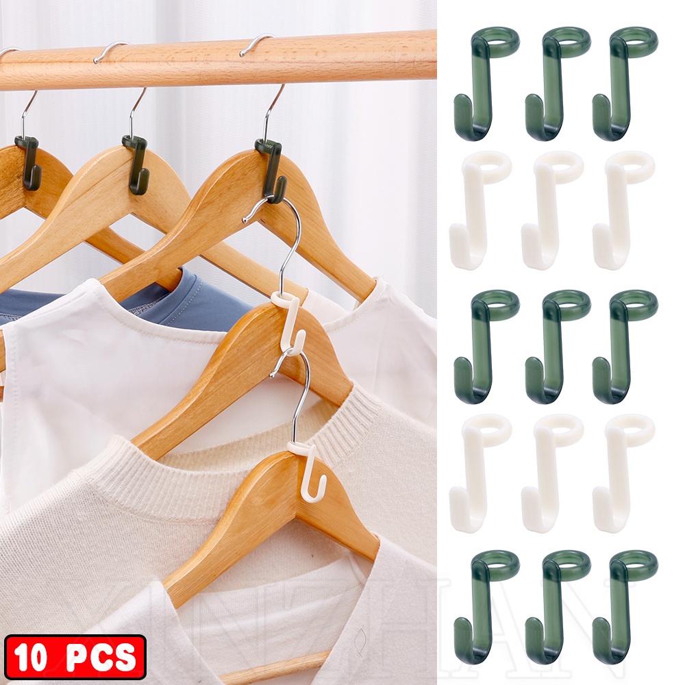 10 Pcs Space Saving Note Hanger Connecting Hooks / Wardrobe Clothes ...