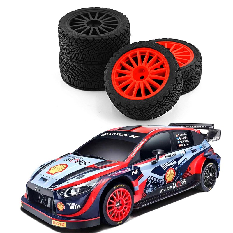 RC Car Rubber Tires & Wheels Rims for 1/10 on-road Rally Car WRC I20 ...