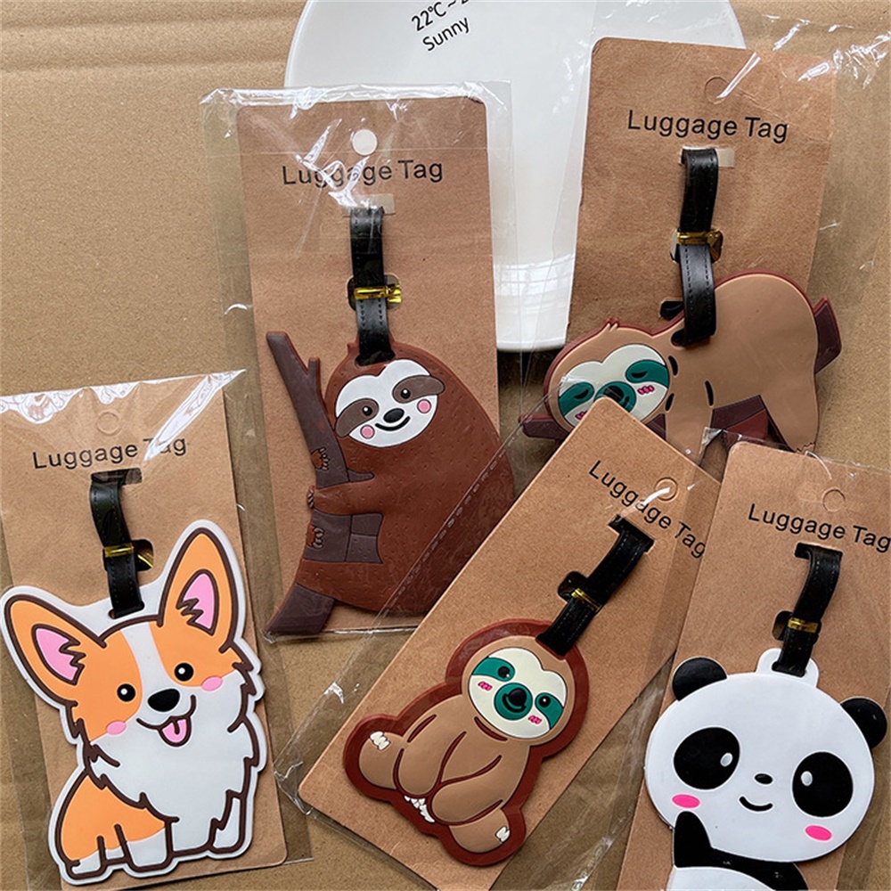 Creative cartoon luggage tag pvc soft rubber boarding pass sloth panda ...