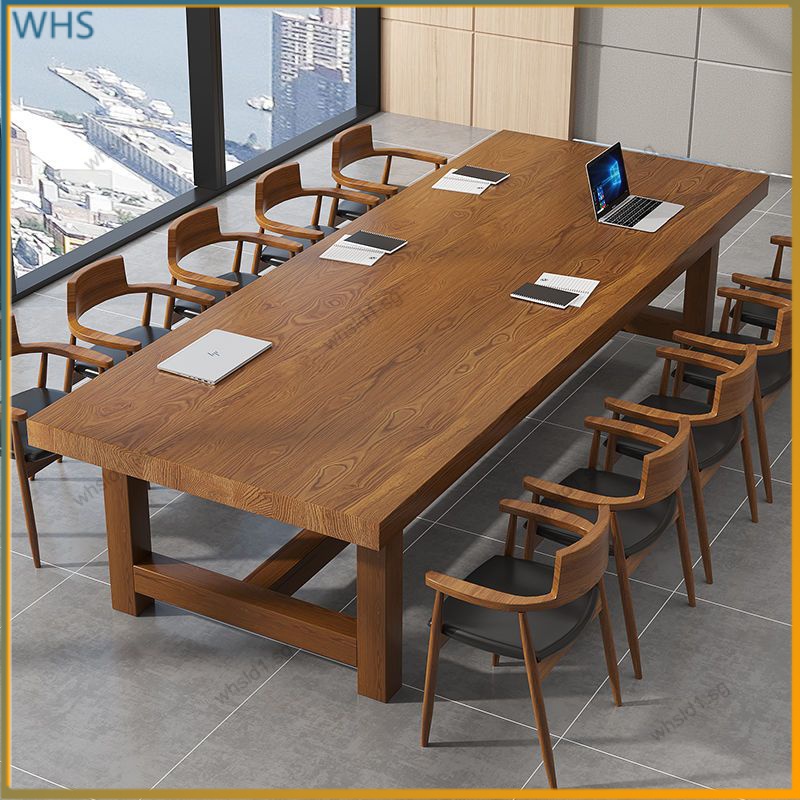 Solid wood conference table simple modern training table office table ...