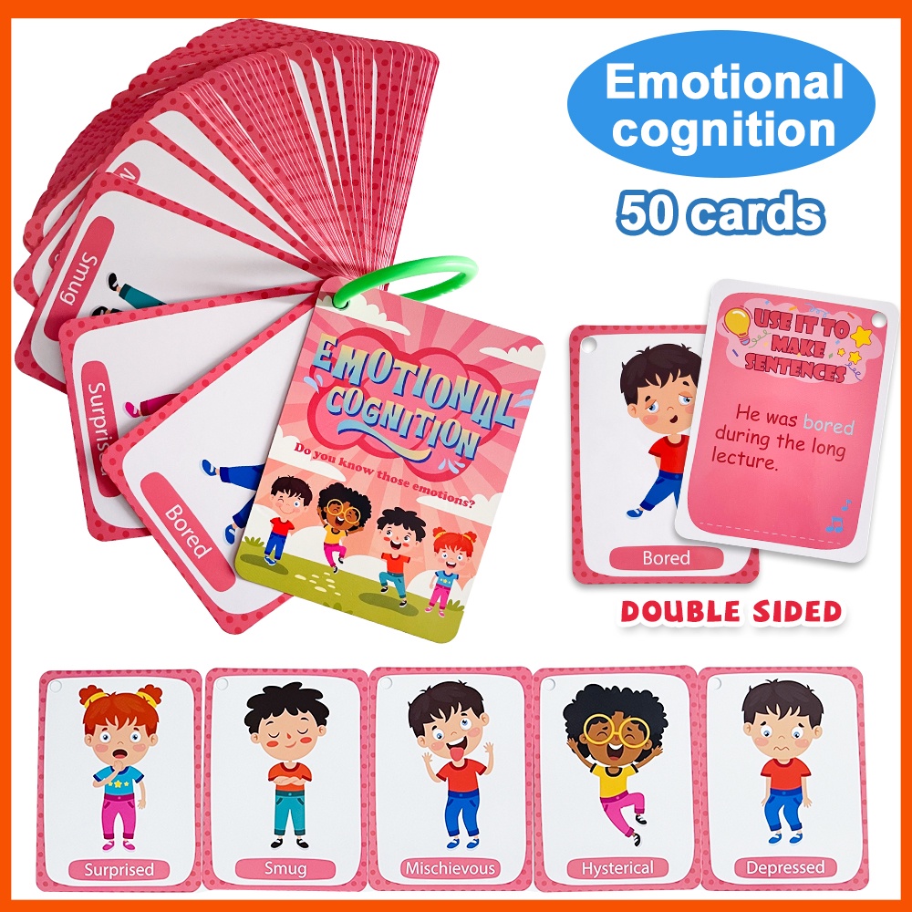 50 Pcs My Feeling Emotions Cards Homeschool Montessori Education Flash ...
