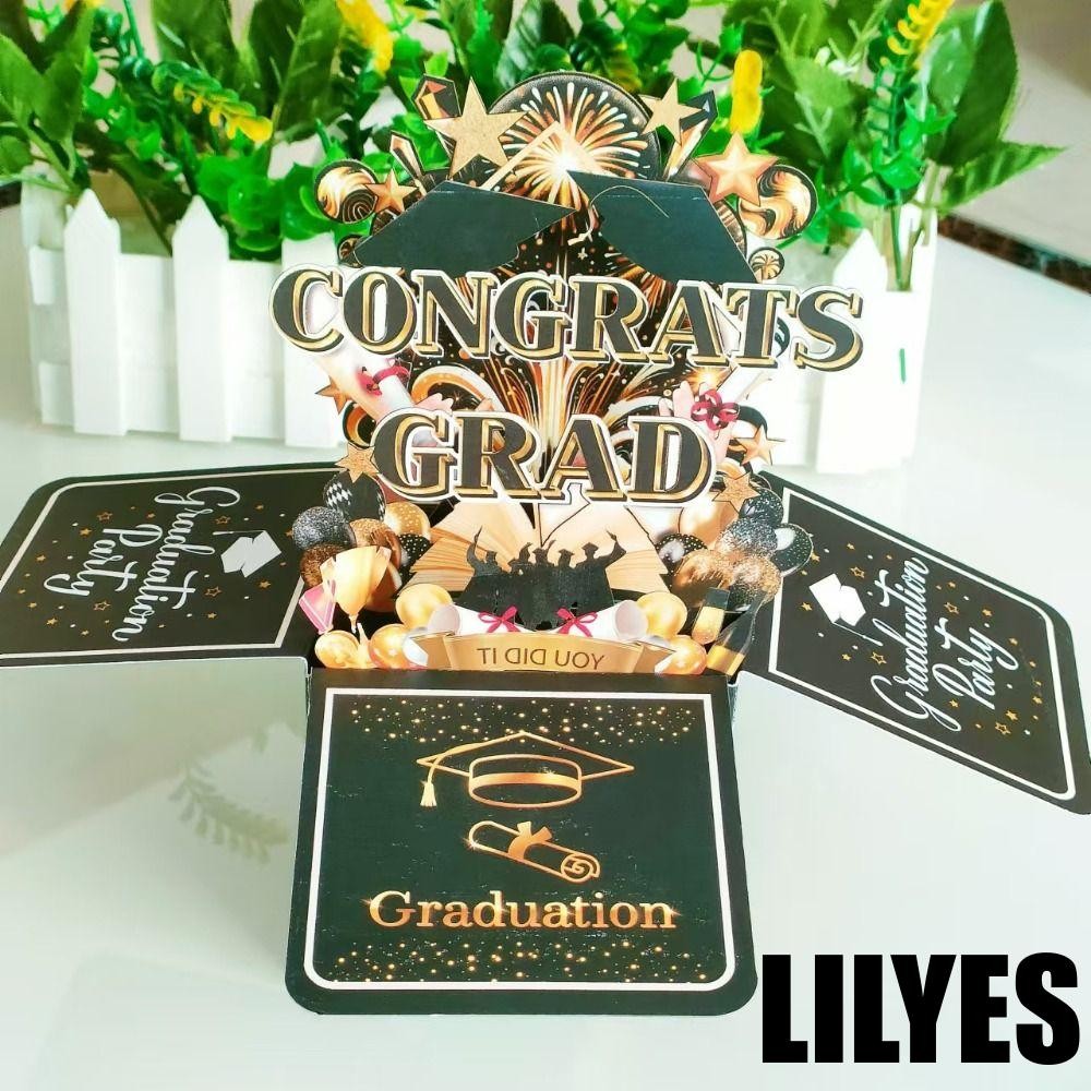 LILYES Pop-Up Graduation Greeting Card, Congrats Handmade 3D Graduation ...