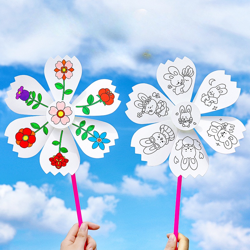 Windmill Coloring & DIY Set painting Kids Art Craft Playing Colouring ...