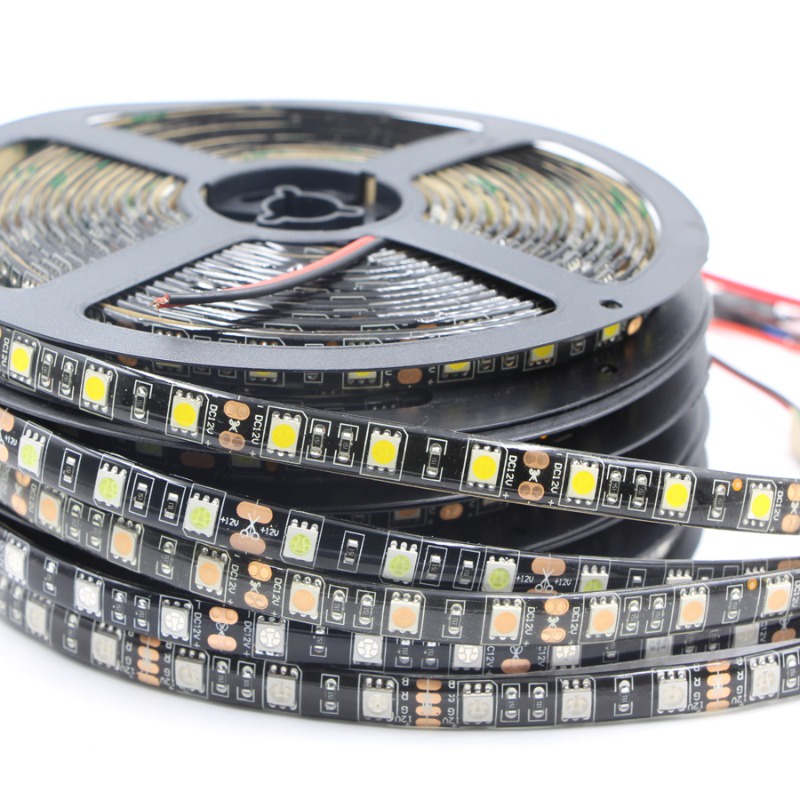 DC12V LED Strip 5050 60 LEDs/m Flexible Black PCB LED Light RGB /Warm ...