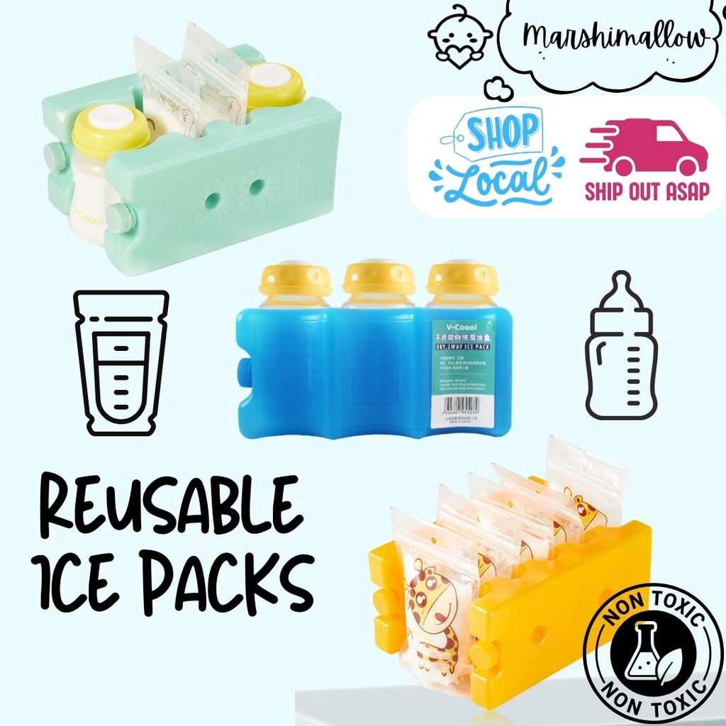 🇸🇬 V-Coool Reusable Ice Packs Block Brick for Fresh Breastmilk Baby ...