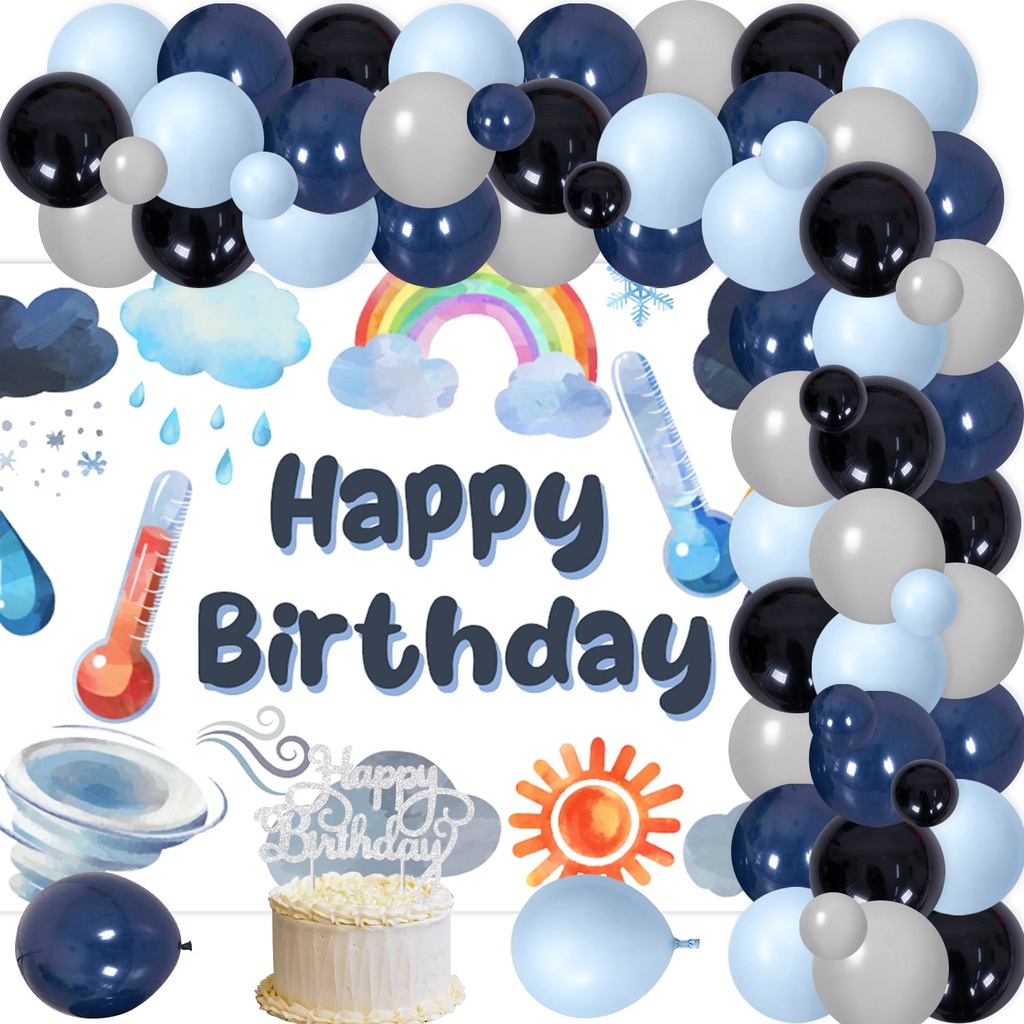 JOLLYBOOM Tornado Birthday Party Decorations, Blue Balloon Garland Arch ...
