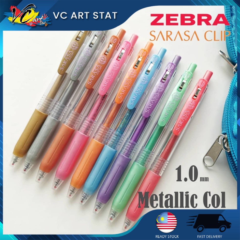 Zebra Sarasa Clip Gel Pen JJE15 1.0mm Metallic Colour Writing Bullet ...