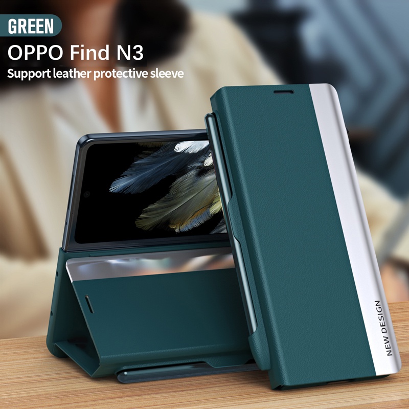 For OPPO Find N3, OnePlus Open Case ELVEV Luxury PU Leather Flip Stand ...