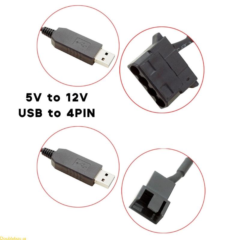 Doublebuy USB To 4Pin Computer Fan Adapter Cable 5V To 12V Power Cable ...
