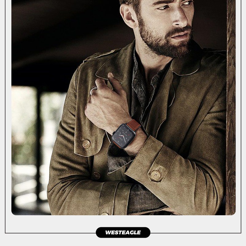 Crazy Horse Skin Pattern Leather Magnetic For iWatch Strap 40 41mm 42 ...