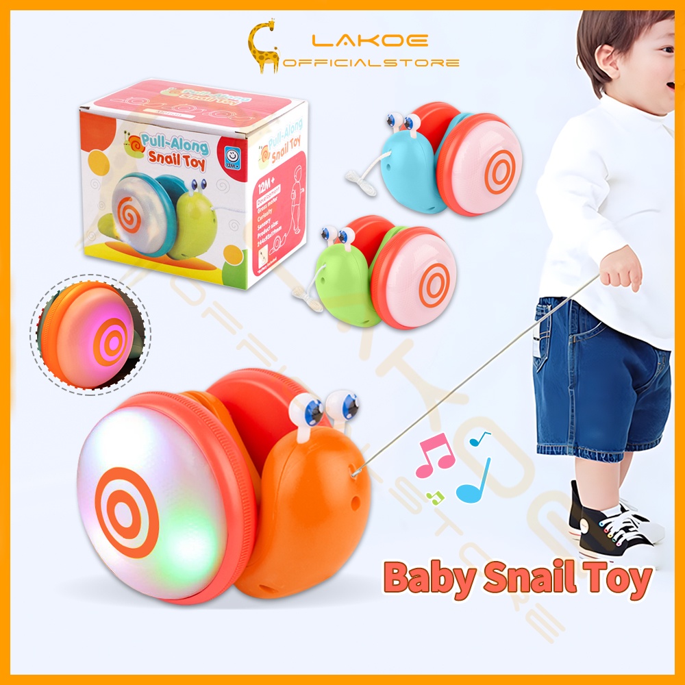 LAKOE Kids Snail Pull Along Toy String Crawl Cartoon Snail Car Electric ...